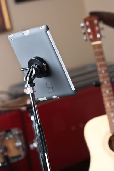 Angle an iPad or Galaxy Tablet in any position on the top of a mic stand